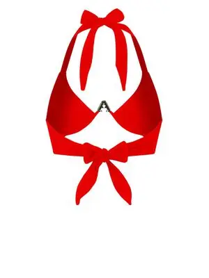 LET'S SWIM Shark Logo Bikini Top - Red