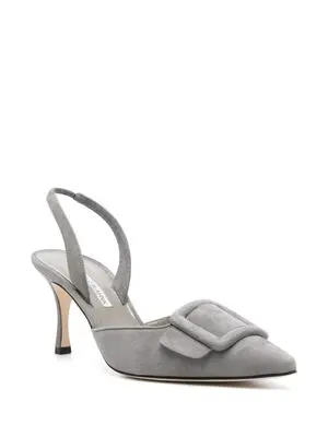 Manolo Blahnik 70mm Maysli Suede Pumps - Grey