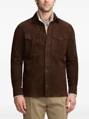 Ralph Lauren Purple Label Barron Suede Shirt Jacket - Brown