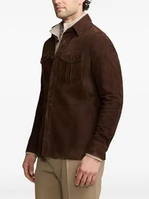 Ralph Lauren Purple Label Barron Suede Shirt Jacket - Brown