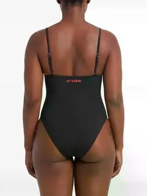 LET'S SWIM Shark Logo One-piece Swimsuit - Black