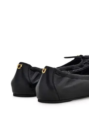 FERRAGAMO Leather Ballerina Shoes - Black