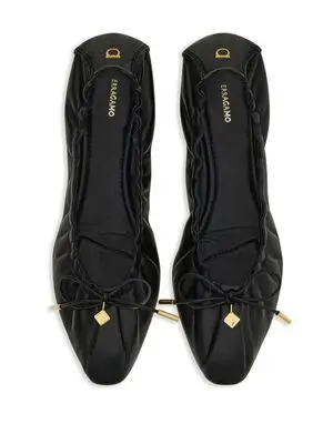 FERRAGAMO Leather Ballerina Shoes - Black