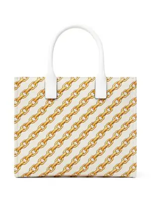Versace La Medusa Small Chain Stripes Tote - Neutrals