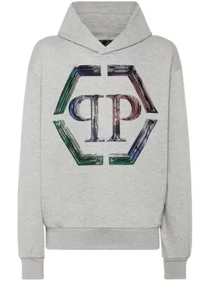 Philipp Plein Strass Hexagon Hoodie - Grey