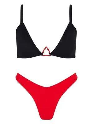 LET'S SWIM Shark-logo Bikini Top - Black