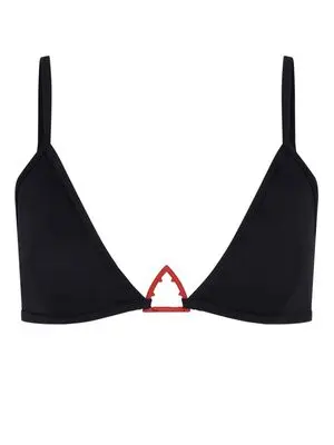 LET'S SWIM Shark-logo Bikini Top - Black