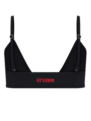 LET'S SWIM Shark-logo Bikini Top - Black