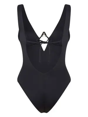 LET'S SWIM Shark Logo One-piece Swimsuit - Black
