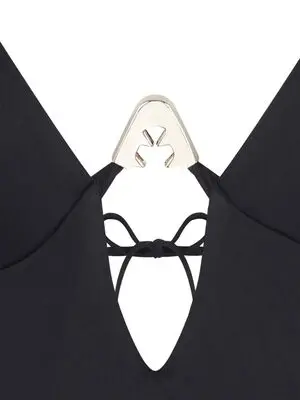 LET'S SWIM Shark Logo One-piece Swimsuit - Black