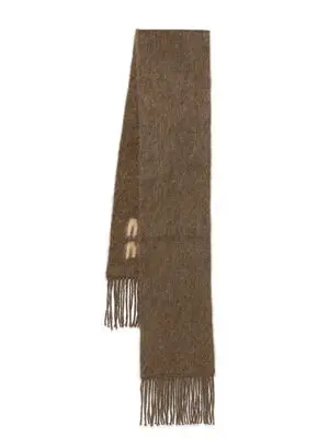 Miu Miu Intarsia-logo Scarf - Brown