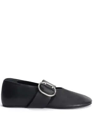 JIL SANDER Leather Ballerina Shoes - Black