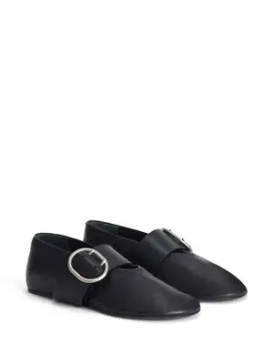 JIL SANDER Leather Ballerina Shoes - Black