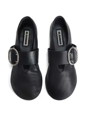 JIL SANDER Leather Ballerina Shoes - Black
