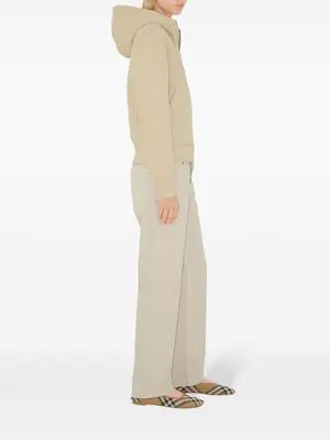 Burberry Check Label Zip-up Hoodie - Neutrals