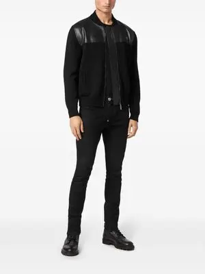 Philipp Plein Skull Embroidery Bomber Jacket - Black