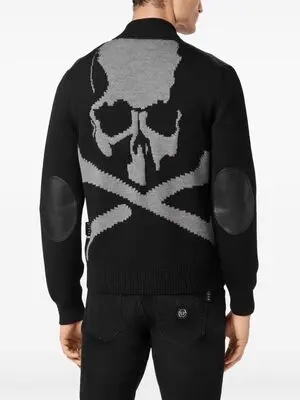 Philipp Plein Skull Embroidery Bomber Jacket - Black