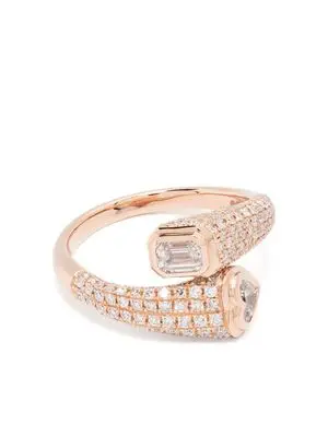 Shay 18k Rose Gold Diamond Bypass Ring - Pink