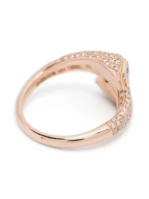 Shay 18ct Rose Gold Bypass Ring With Diamonds - Pink