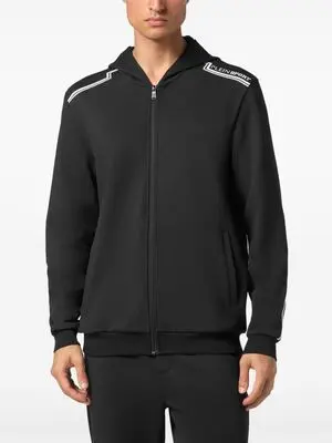 PLEIN SPORT Zip-up Hoodie With Contrast Trim - Black
