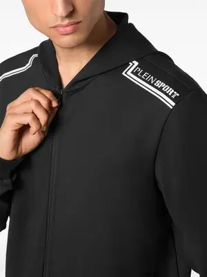 PLEIN SPORT Zip-up Hoodie With Contrast Trim - Black