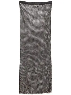 FLEUR DU MAL Embellished Fishnet Maxi Skirt