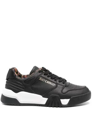Just Cavalli Embossed Logo Leather Sneakers