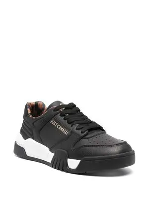 Just Cavalli Embossed Logo Leather Sneakers