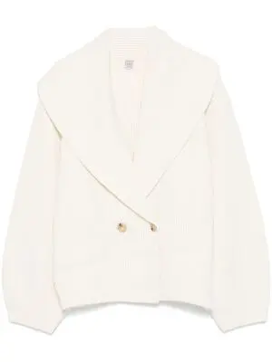 TOTEME Shawl Lapel Ribbed Knit Cardigan - Neutrals