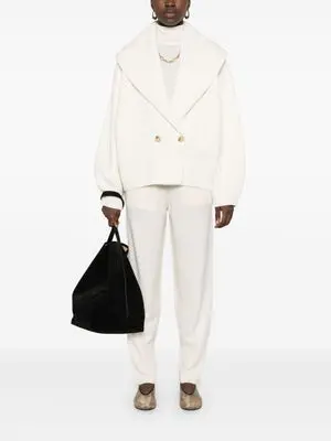 TOTEME Shawl Lapel Ribbed Knit Cardigan - Neutrals