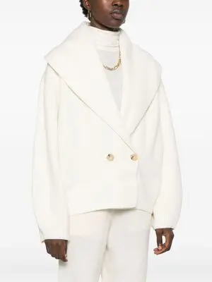 TOTEME Shawl Lapel Ribbed Knit Cardigan - Neutrals