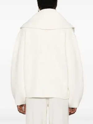 TOTEME Shawl Lapel Ribbed Knit Cardigan - Neutrals