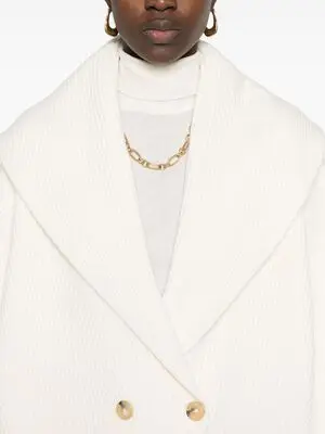 TOTEME Shawl Lapel Ribbed Knit Cardigan - Neutrals