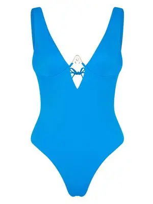 LET'S SWIM Shark Logo One-piece Swimsuit - Blue