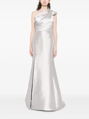 Amsale Mikado Draped Bodice Gown - Grey