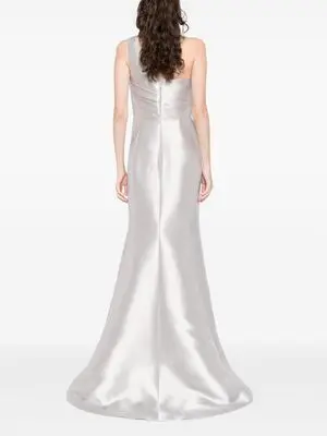 Amsale Mikado Draped Bodice Gown - Grey