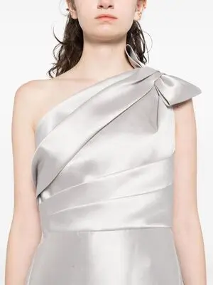 Amsale Mikado Draped Bodice Gown - Grey