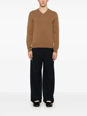 Play Comme Des Garcon Heart-patch Jumper - Brown