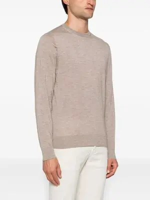 Canali Fine-knit Wool-cashmere Sweater - Brown