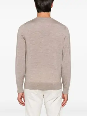 Canali Fine-knit Wool-cashmere Sweater - Brown