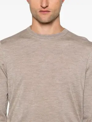 Canali Fine-knit Wool-cashmere Sweater - Brown