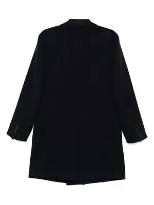 Canali Wool Felted Double-breasted Coat - Blue