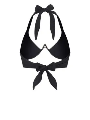 LET'S SWIM Shark Logo Bikini Top - Black