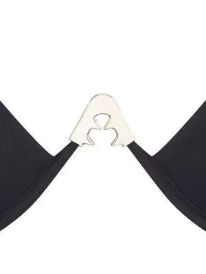 LET'S SWIM Shark Logo Bikini Top - Black