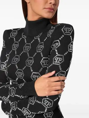 Philipp Plein Crystal-embellished Monogram Mini Dress - Black