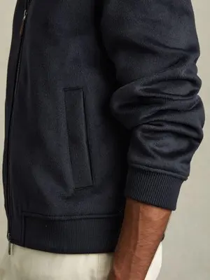 REISS Harlan Brushed Wool-blend Bomber Jacket