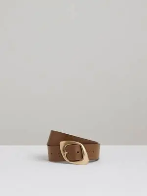 REISS Christa Leather Belt - Taupe