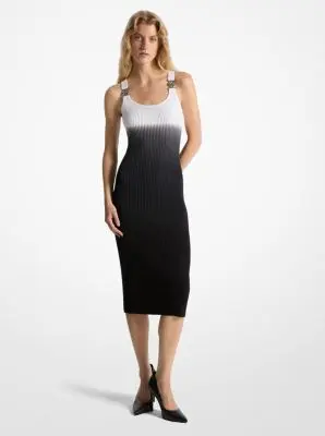 Michael Kors Ombré Ribbed Stretch Viscose Dress - Black
