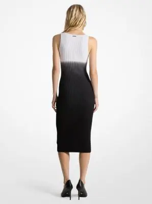 Michael Kors Ombré Ribbed Stretch Viscose Dress - Black