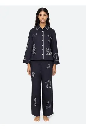 Sea Embroidered Sleepwear For Women